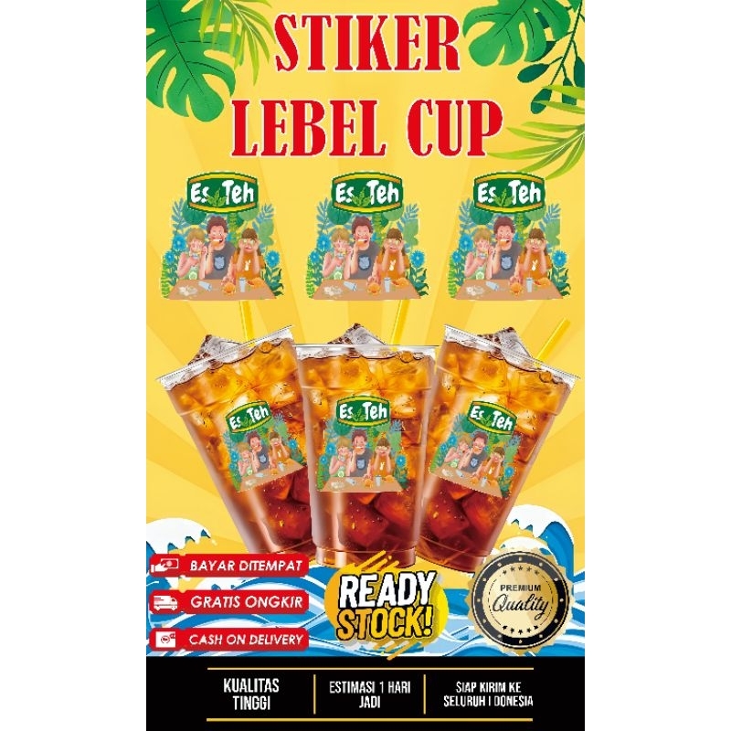 Jual Stiker Lebel Cup Es Teh Kartun | Shopee Indonesia
