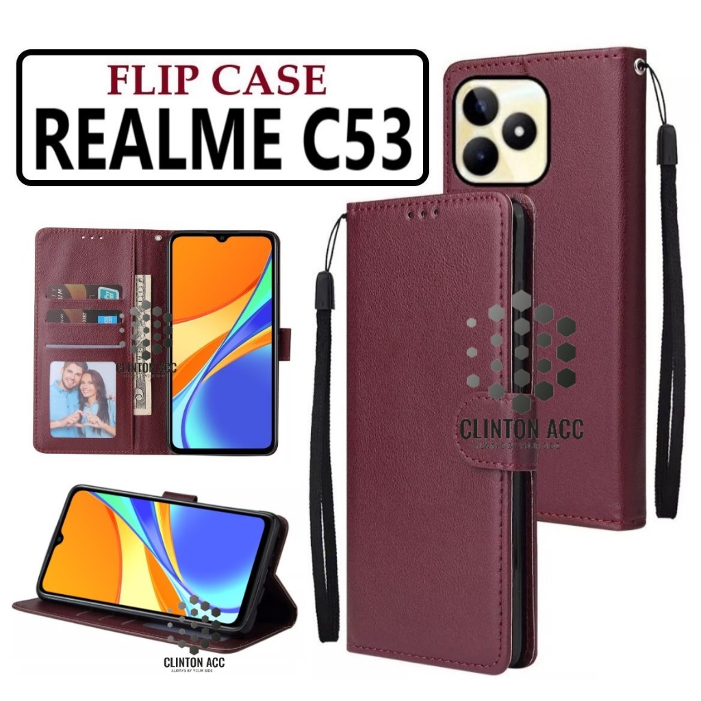 Jual CASE HP REALME C53 FLIP WALLET LEATHER DOMPET KULIT SOFTCASE ...
