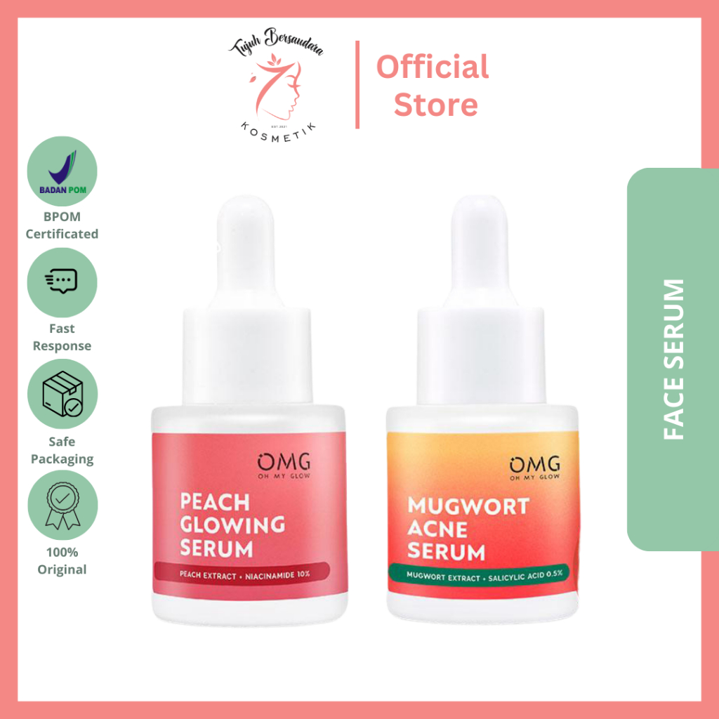 Jual OMG Oh My Glow Peach Glowing Serum & Mugwort Acne Serum 20 ml | Shopee Indonesia