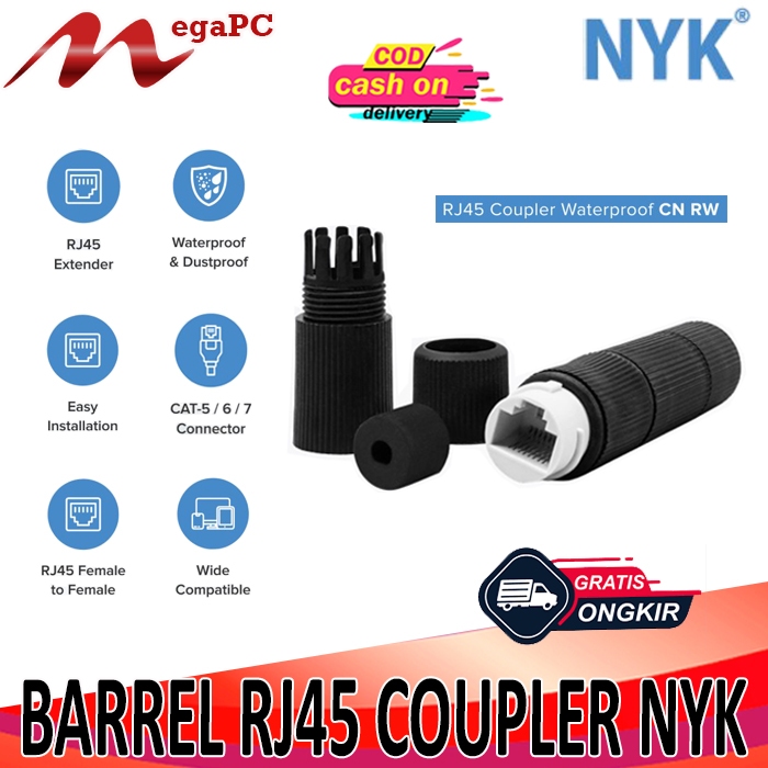 Jual Barel RJ45 NYK Waterproof Outdoor RJ45 Barrel Coupler | Shopee ...