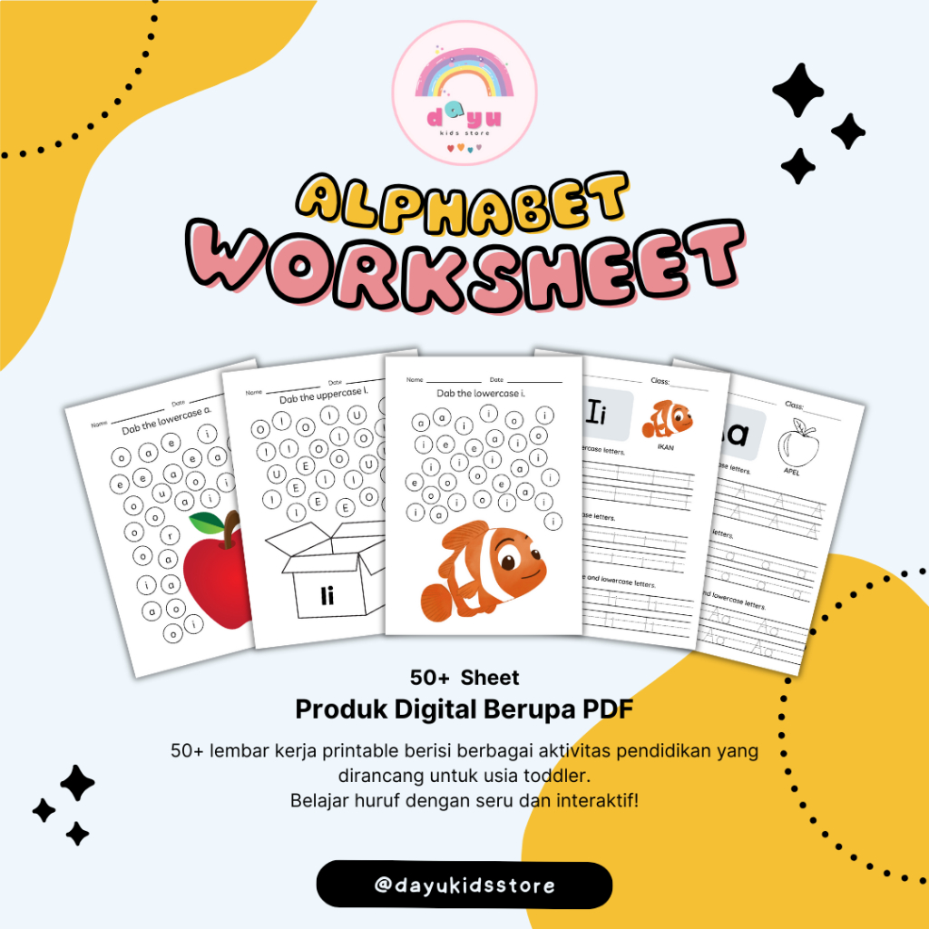 Jual Printable Worksheet Belajar Menulis Tracing Alfabet - 50+ Lembar ...