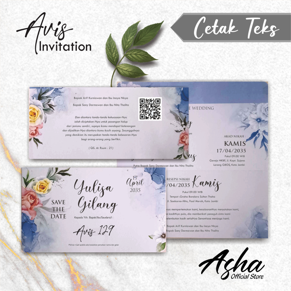 Jual UNDANGAN PERNIKAHAN MURAH ELEGAN - UNDANGAN NIKAH BLANKO AVIS ALL ...