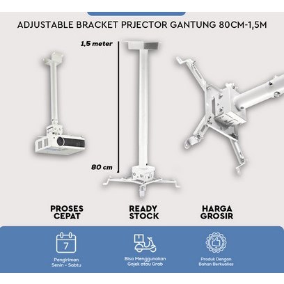 Jual Bracket Proyektor Gantung 80cm-1,5m Braket Projektor Plafon 1,5 ...