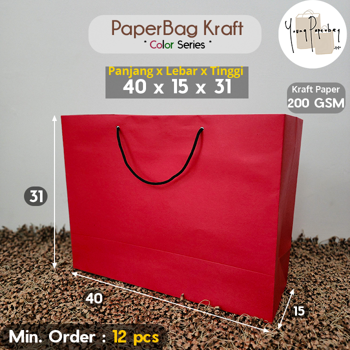 Jual Paper Bag/Tas Kertas warna Paperbag Color Series Kraft Uk 40 x 15 ...