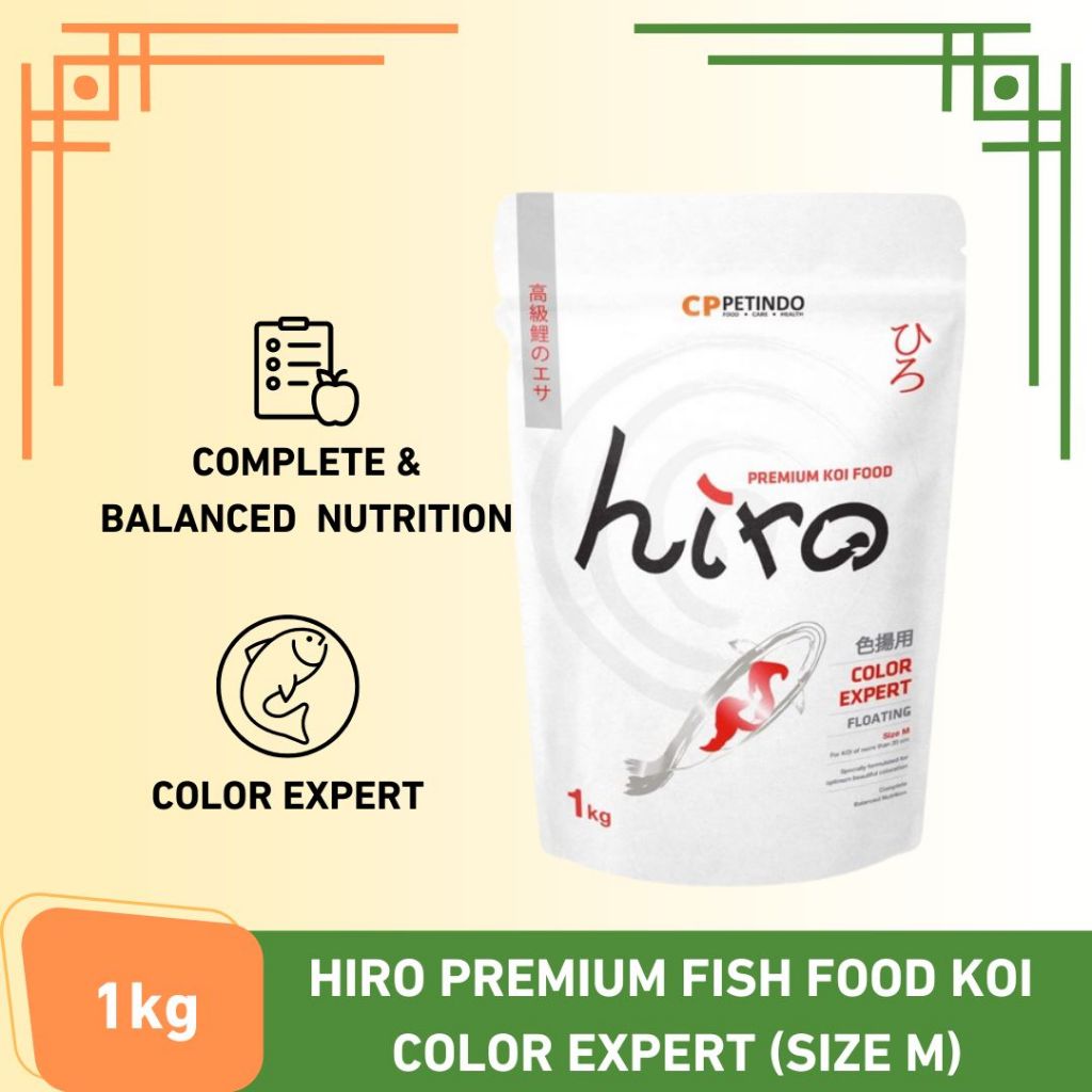 Jual HIRO Premium Fish Food Koi Color Expert Size M 1kg | Shopee Indonesia