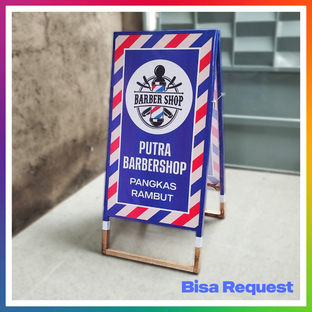 Jual Standing Banner Barber Pangkas Rambut Fullset 50 x 100 cm | Shopee ...