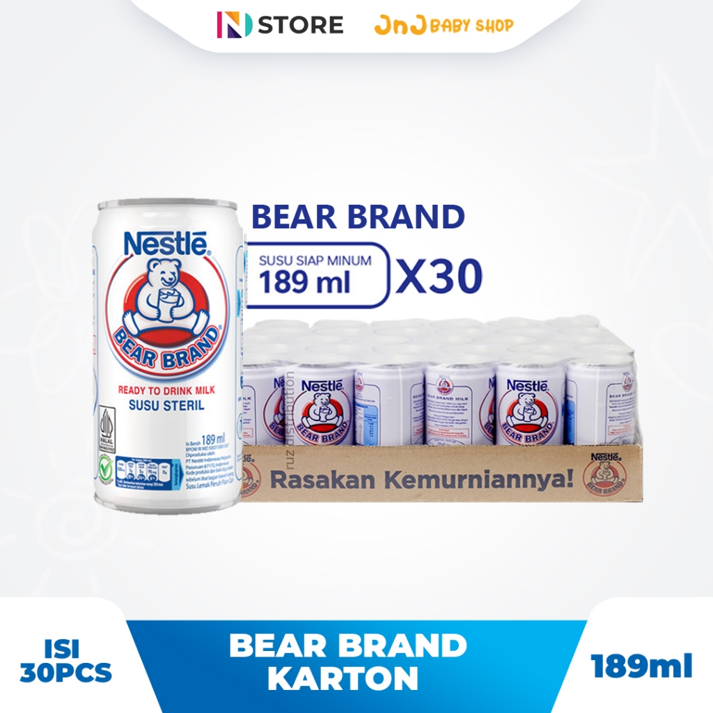 Jual Susu Bear Brand Susu Steril Kemasan 189ml 1 Karton isi 30pcs ...
