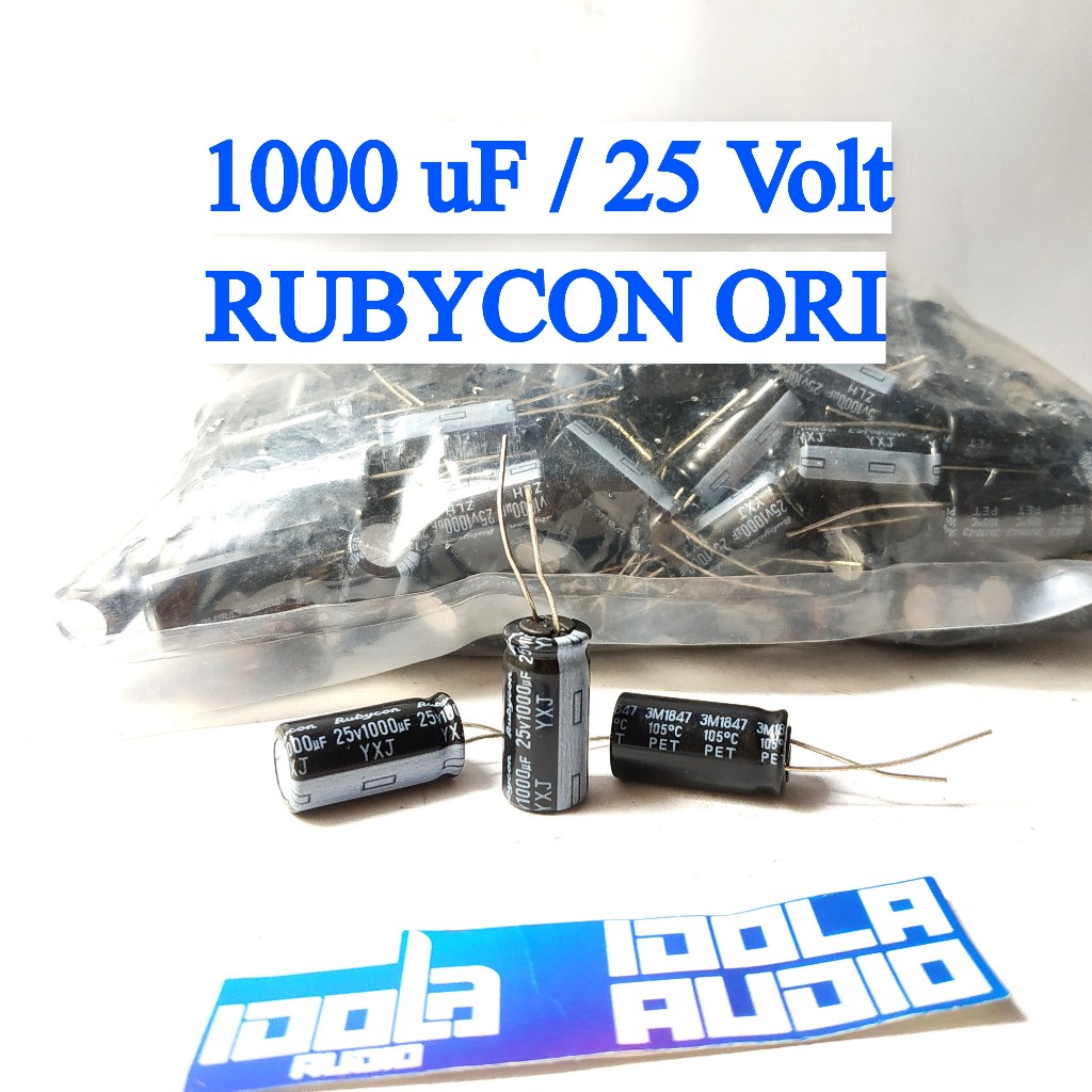 Jual RUBYCON ORI Elco 1000 uF / 25 Volt | Kapasitor Elko 1000uF / 25V Rubycon asli | Shopee ...