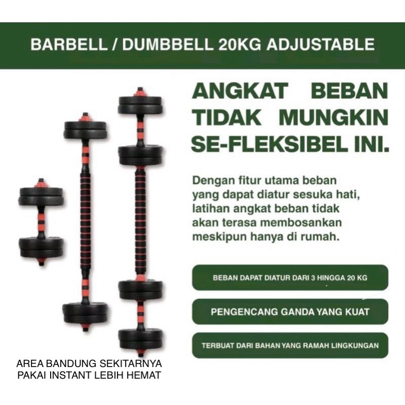 Jual barbel adjustable dumbbell 20kg bisa di atur dumbel dumble dambel ...