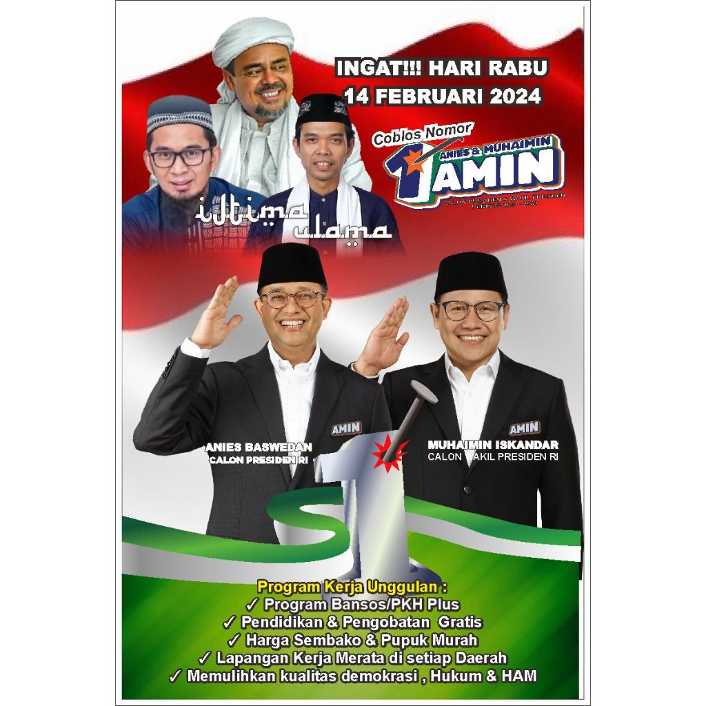 Jual Baliho Capres Amin ukuran 2 x 3 m | Baliho Capres dan Cawapres Amin Custom Desain Suka-suka ...