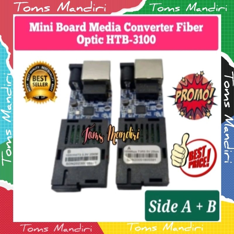 Jual Mini Board Media Converter HTB-3100 10/100 Mbps Board Only 1 FO 1 ...
