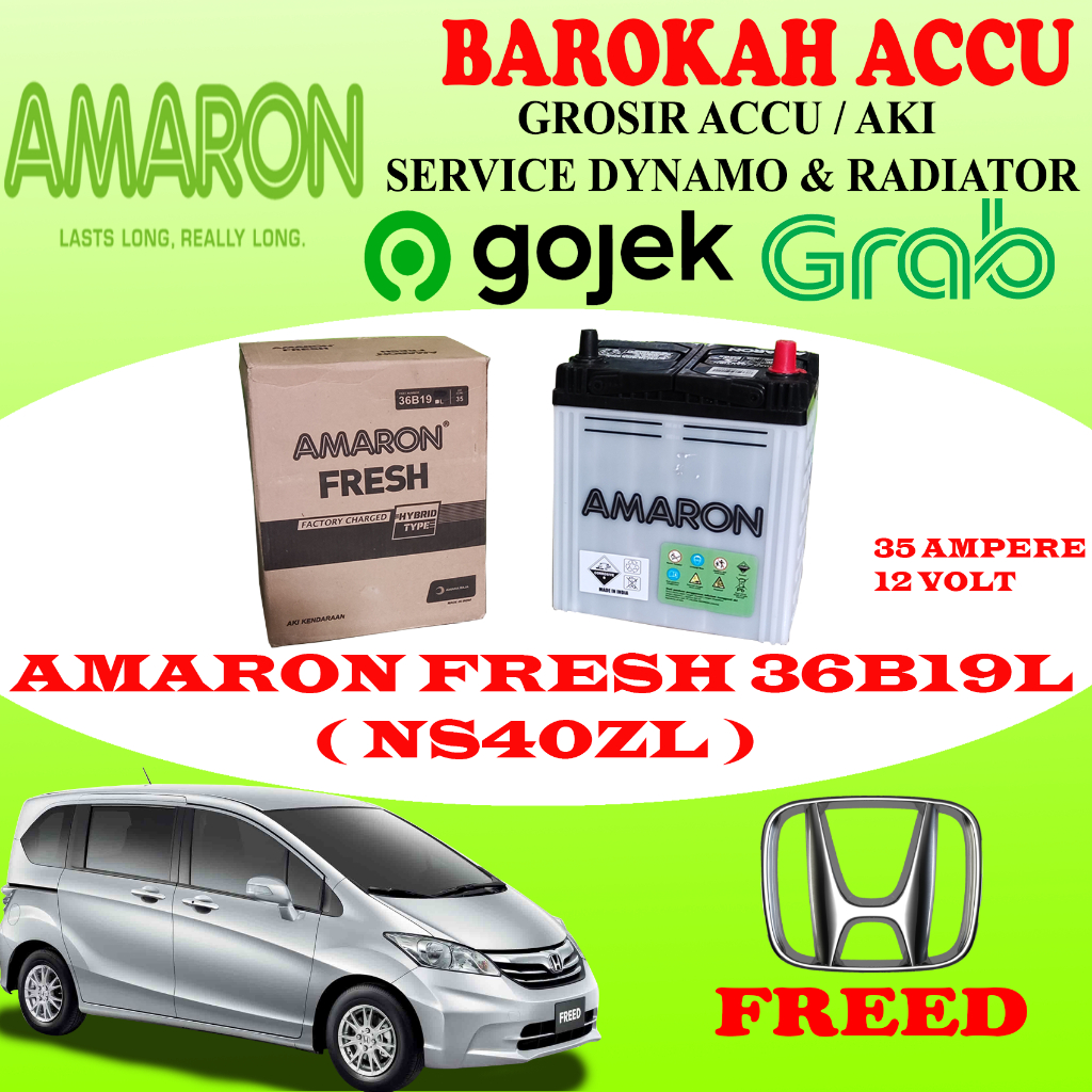 Jual AKI MOBIL HONDA FREED AMARON FRESH 36B19L / NS40ZL , 35 AH ...