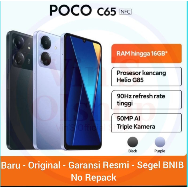 Jual Poco C65 NFC 8/256 & 6/128 Resmi / Helio G85 NFC 18w Fast Charge ...