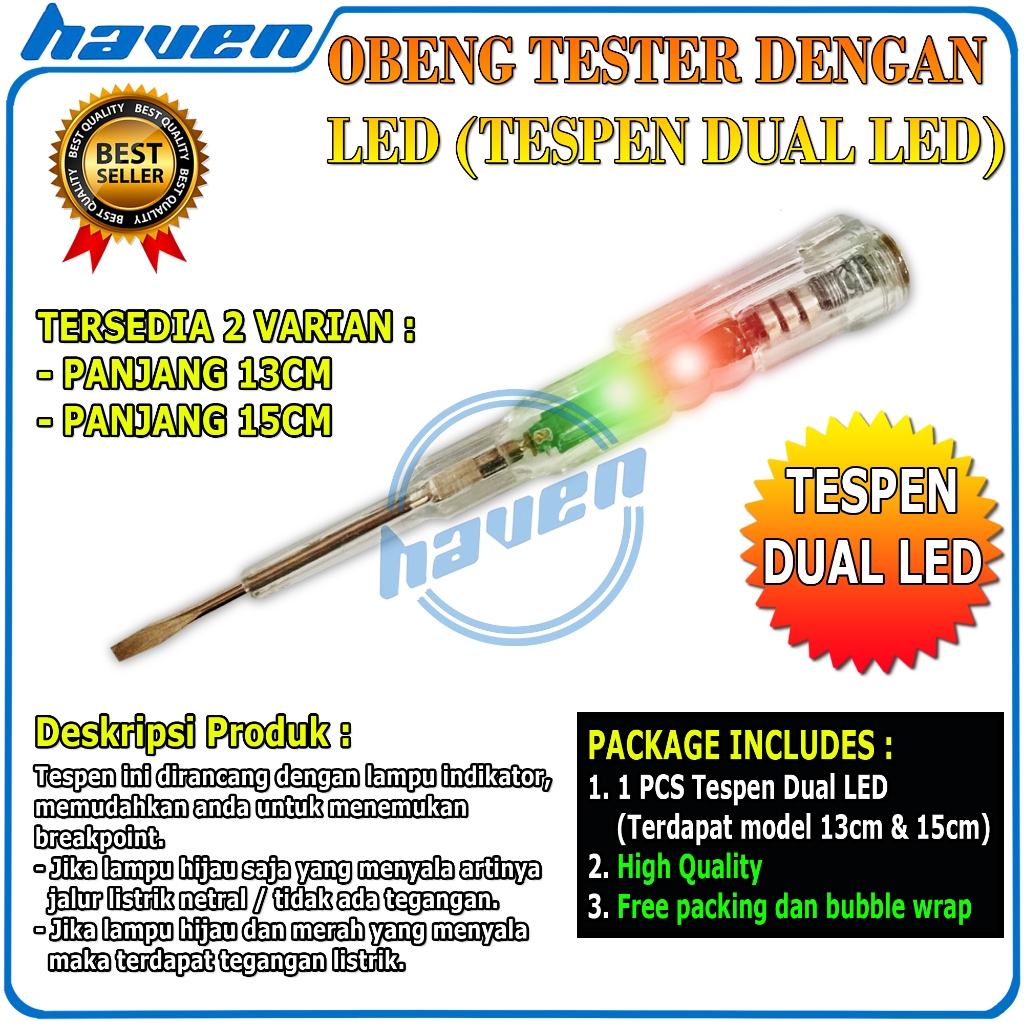 Jual Obeng Tester Tespen Obeng Tes With Indicator Dual LED Tespen Minus ...
