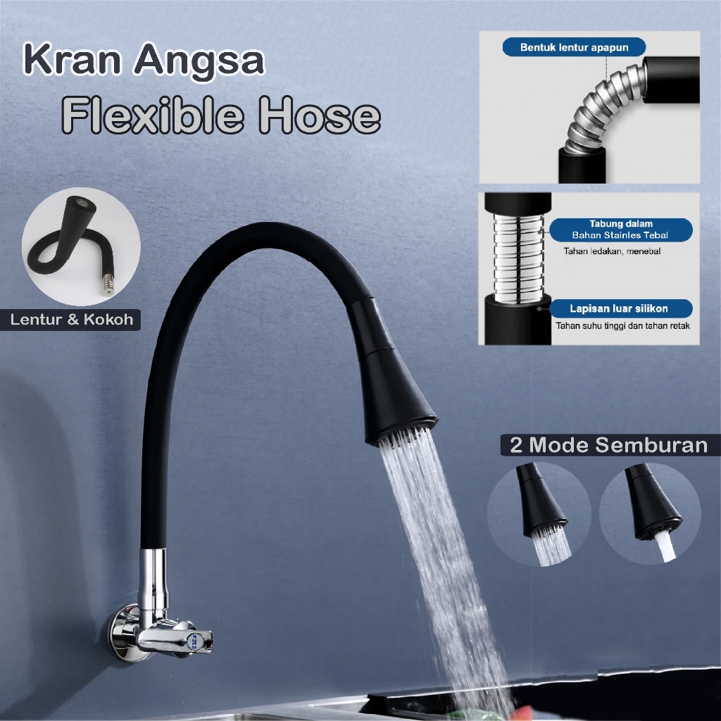 Jual Kran Angsa Silikon Flexible 2 Mode Warna / Kran Angsa Tembok ...