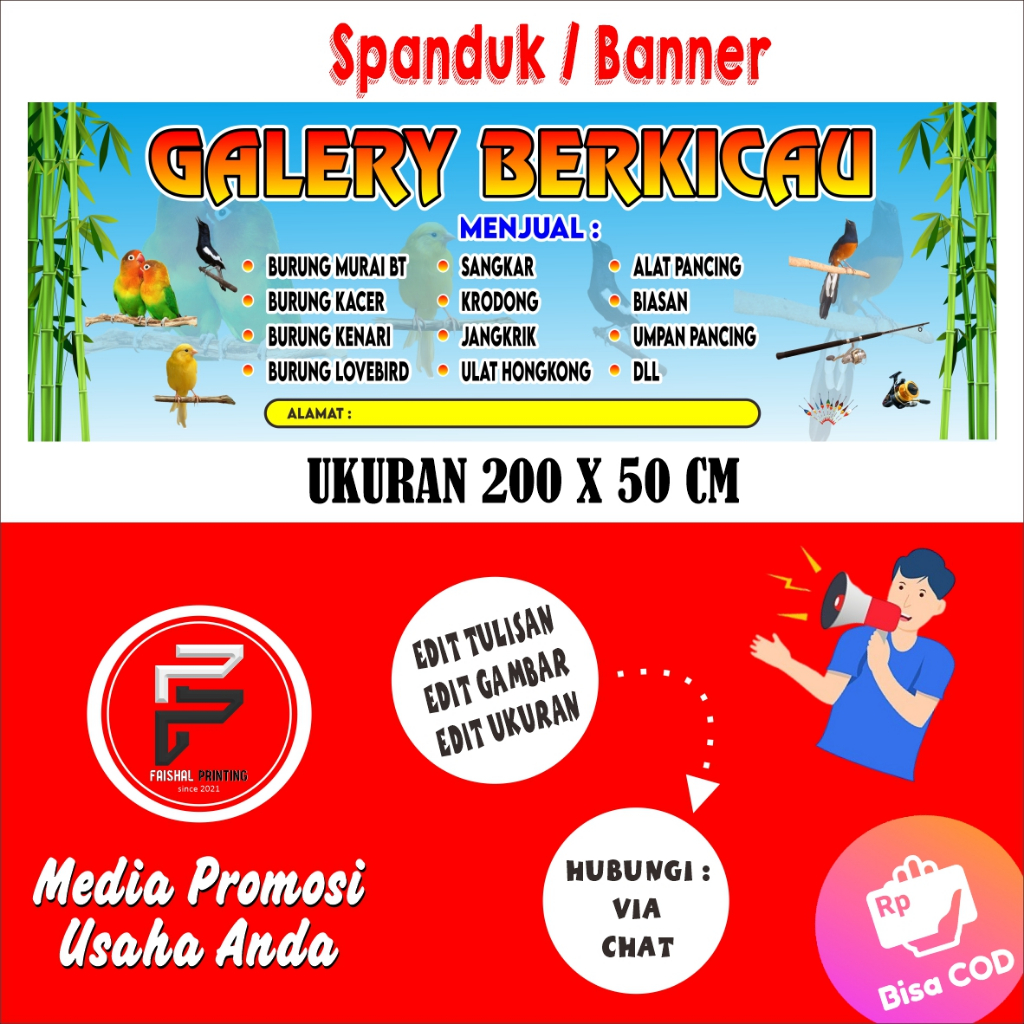 Jual Spanduk Toko Burung / Banner Toko Burung / Spanduk Ukuran 200 x 50 ...