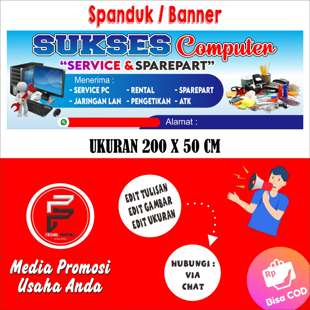 Jual Spanduk Service Komputer / Banner Servis Komputer / Spanduk Ukuran ...