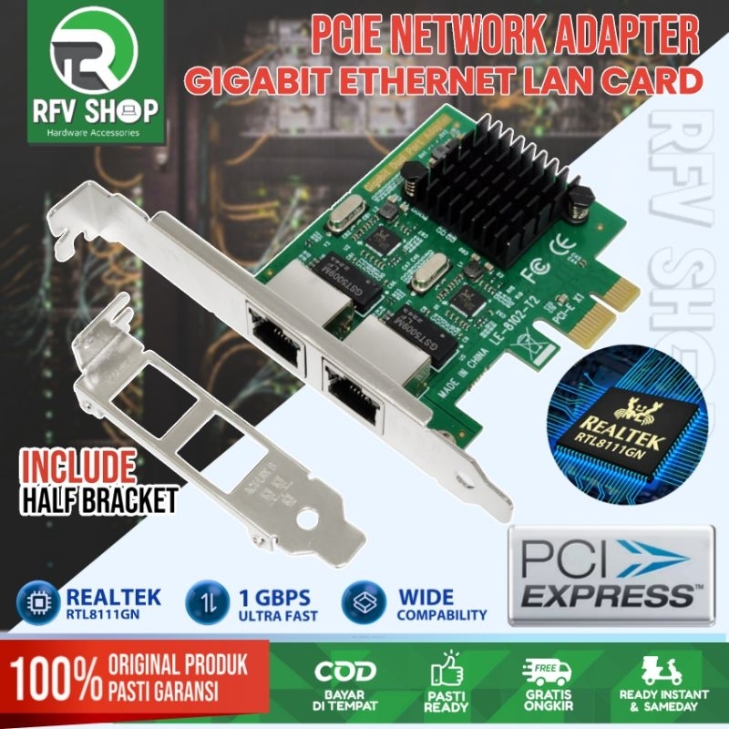 Jual PCI Express / PCIE Gigabit LAN Adapter 1000Mbps Ethernet Card RJ45 Netline | Shopee Indonesia