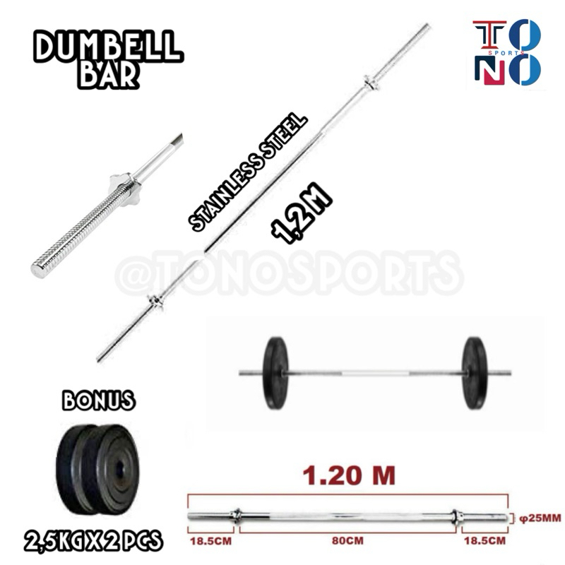 Jual Besi Beban Barbel Weight Lifting Horizontal Dumbell Bar 1.2M 2 ...