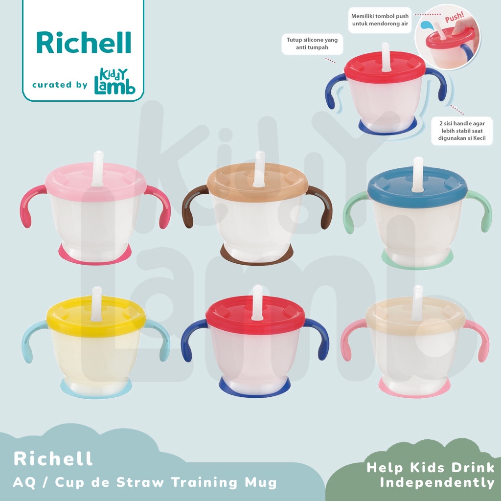 Jual Richell AQ Cup De Straw Training Mug / Gelas Minum Anak Bayi ...
