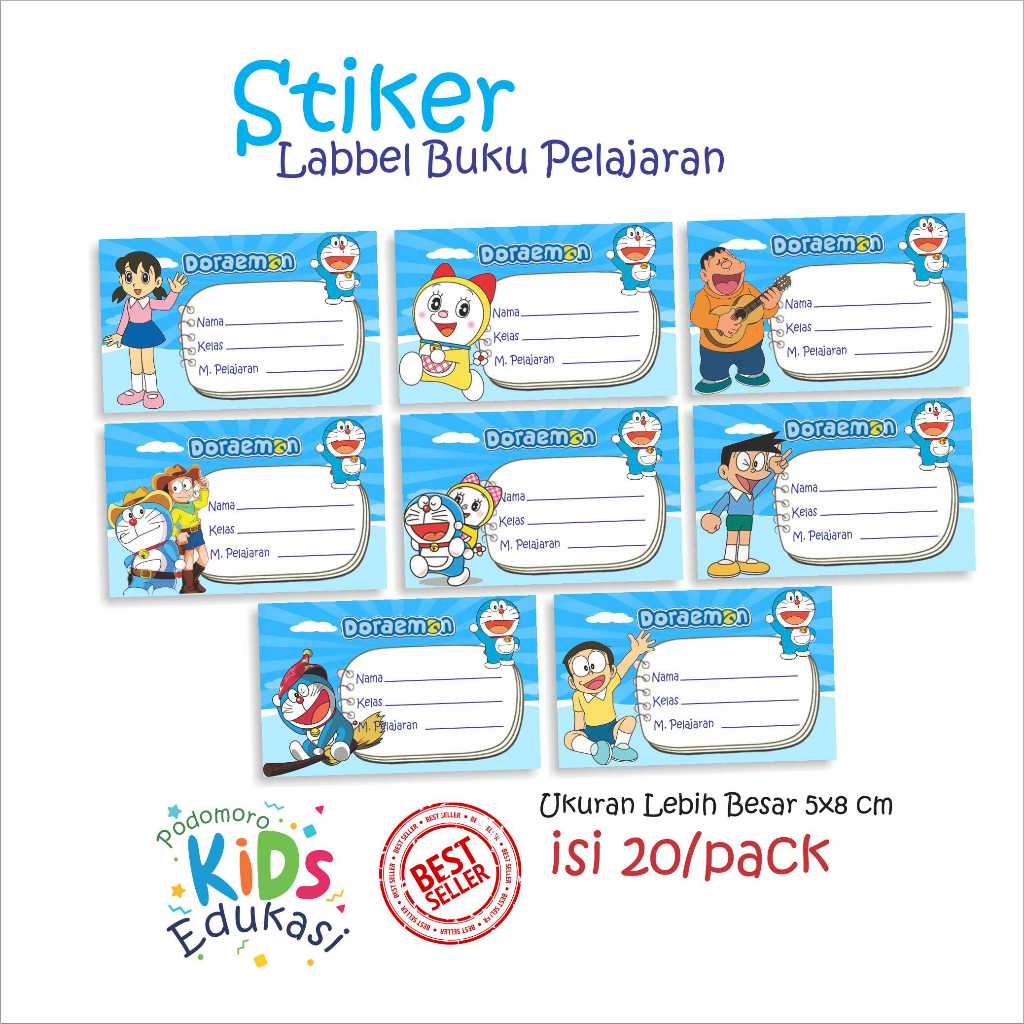 Jual Sticker label buku pelajaran Sekolah Tema Doraemon | Shopee Indonesia