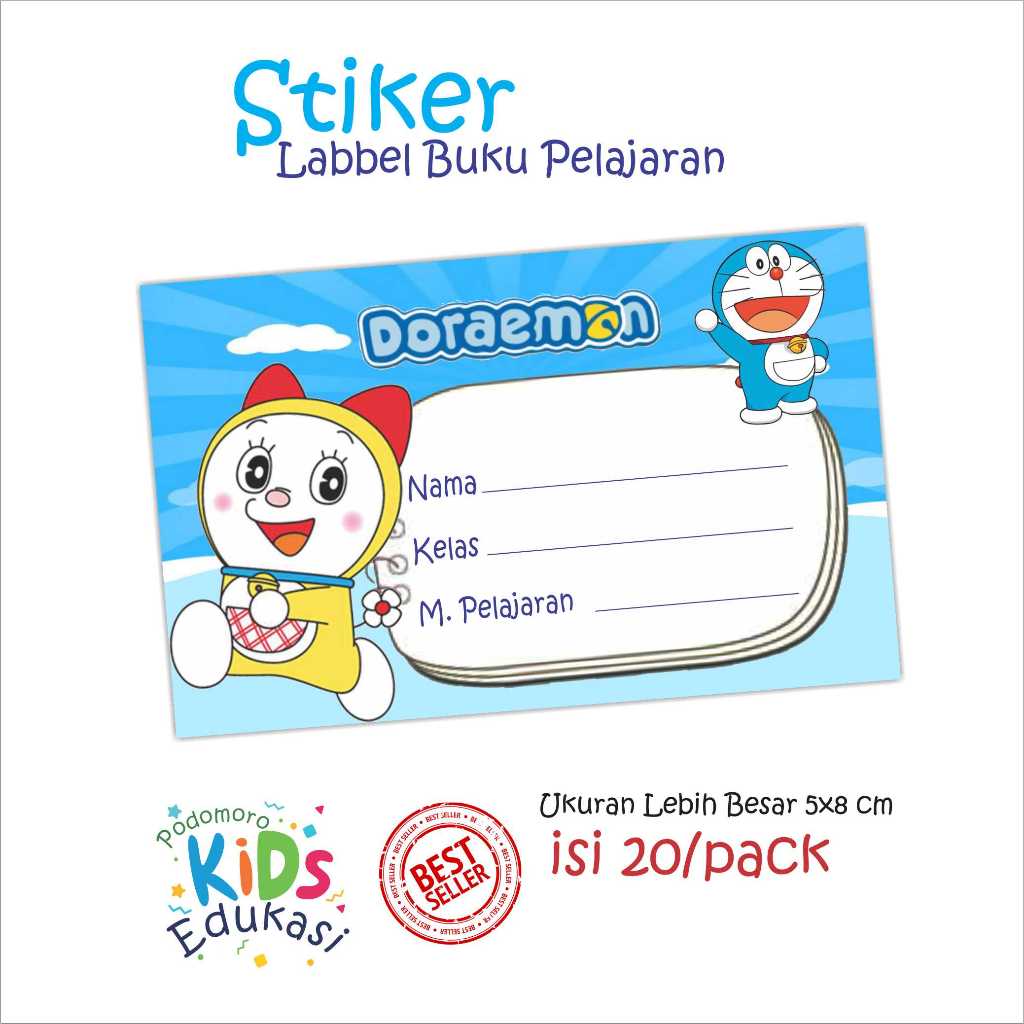 Jual Sticker label buku pelajaran Sekolah Tema Doraemon | Shopee Indonesia