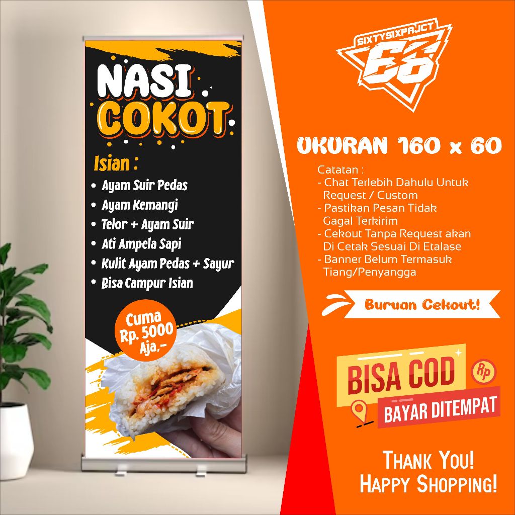 Jual SPANDUK/BANNER/BACKDROP NASI COKOT UKURAN 160 x 60 | Shopee Indonesia