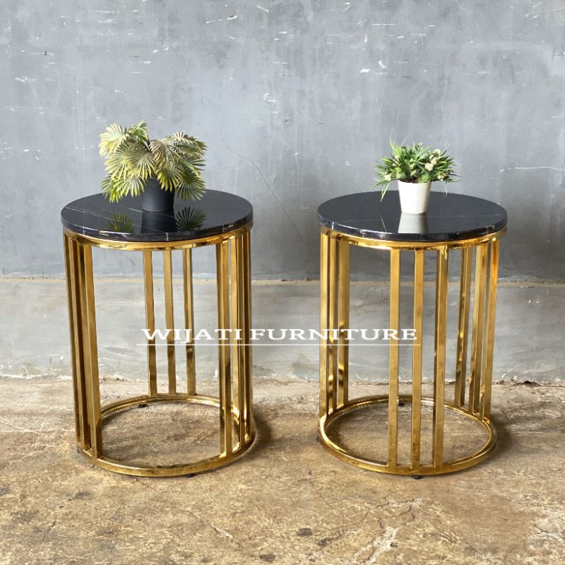 Jual Meja Pojok Top Marmer Meja Sudut - Side Table Stainless Gold ...