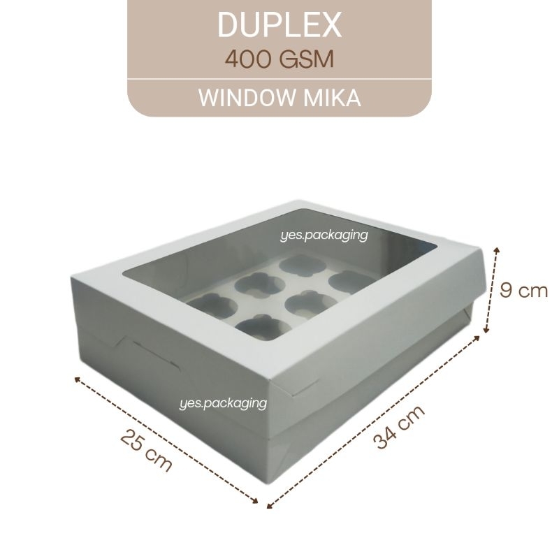 Jual [25x34x9cm] DUPLEX MIKA Box Dus Kotak Kemasan Cupcake Muffin ...