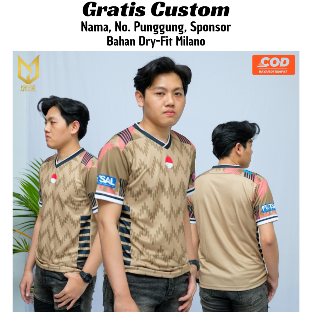 Jual JERSEY FUTSAL BROWN FULL PRINTING GRATIS REQUEST LOGO SPONSOR NAMA BAHAN DRYFIT MILANO ...