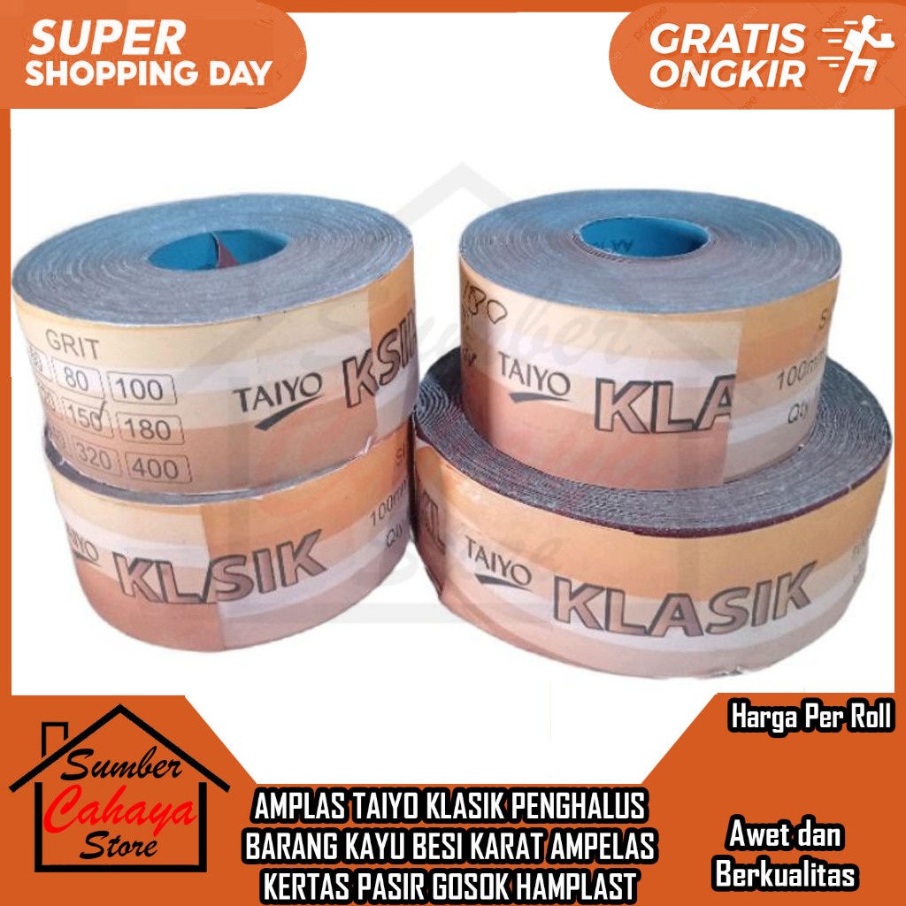 Jual AMPLAS ROLL TAIYO KLASIK KAYU TEMBOK AMPELAS PER ROL KERTAS GOSOK ...