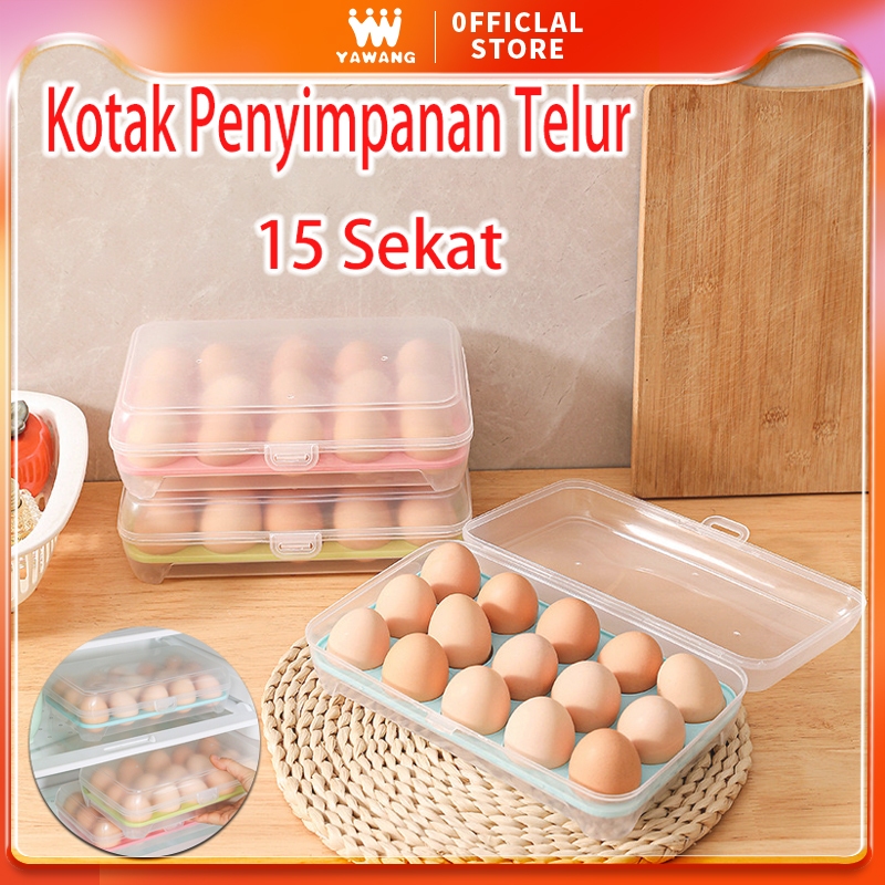 Jual YAWANG Tempat Box Telur 15 Lubang Sekat Kotak Box Organizer ...