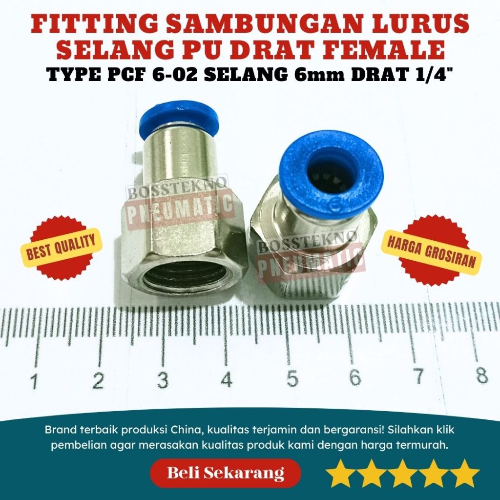 Jual FITTING PNEUMATIC SAMBUNGAN CONNECTOR SELANG LURUS DRAT FEMALE ...