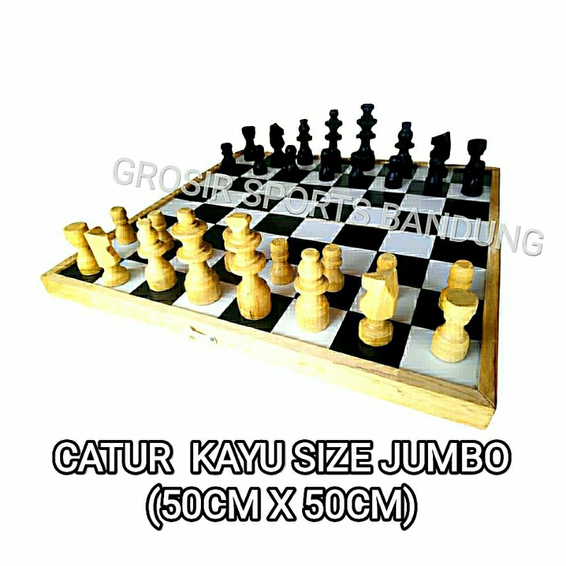 Jual 32 Set CATUR KAYU SIZE JUMBO ( 50cm x 50cm) | Shopee Indonesia