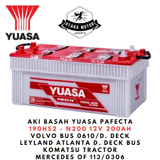 Jual YUASA Aki Basah Mobil Pafecta 190H52 N200 12V 200Ah Genset Kapal Truck | Shopee Indonesia