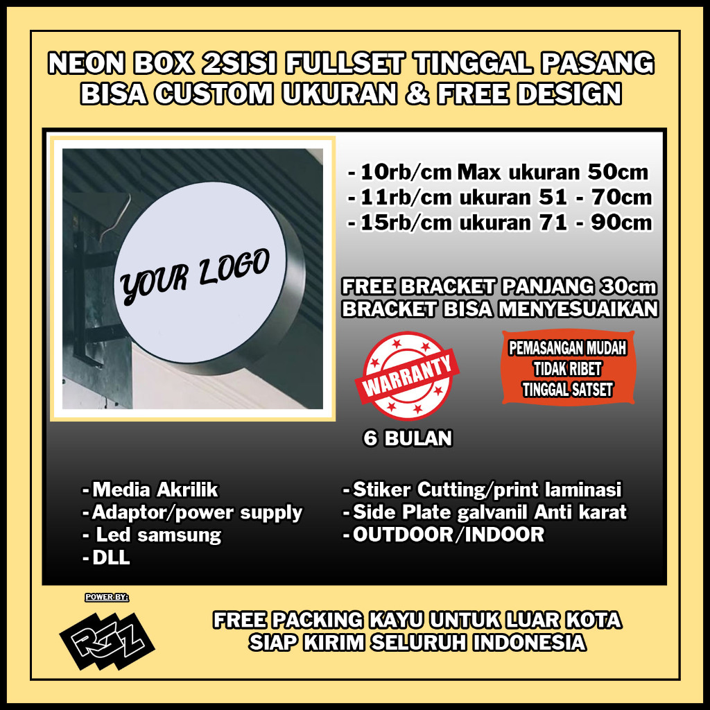 Jual neon box bulat 2 sisi 2sisi | Shopee Indonesia