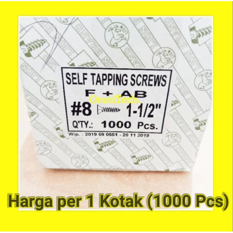 Jual Sekrup Tap Tapping Screw FAB FH Kepala Rata (+) Moon Lion 8x1-1/2 ...