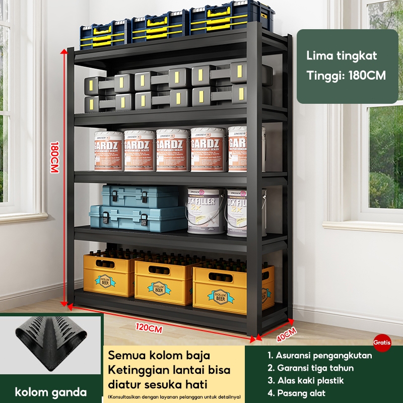 Jual 【Menahan Berat 1000kg】Rak Besi Siku 5 Susun Rak Besi Siku Kokoh Rak Besi Serbaguna Rak ...