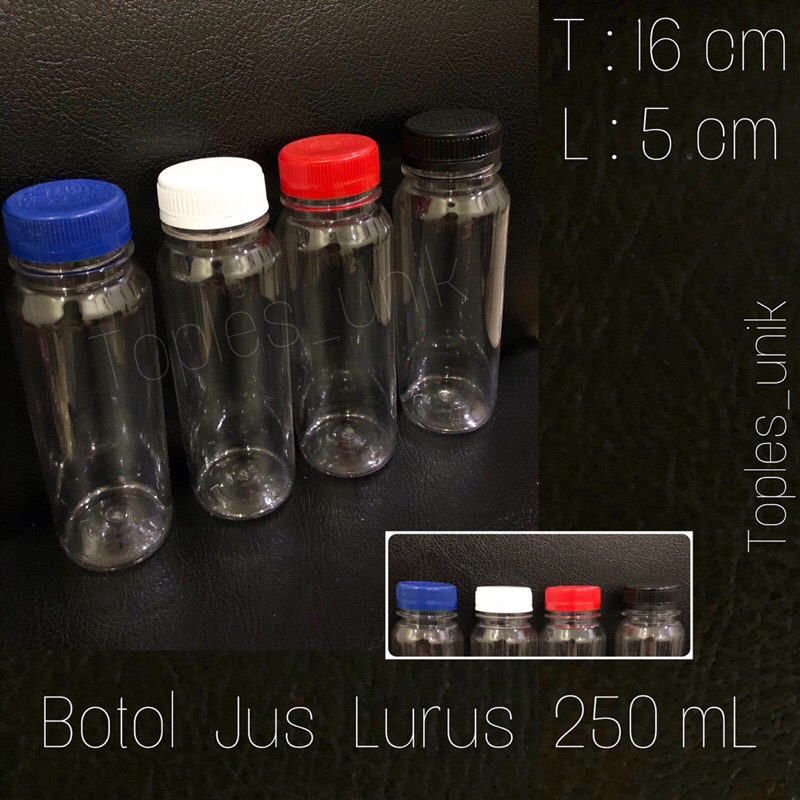 Jual [100pcs] Botol jus lurus kw1 250ml | Botol jelly | Botol kopi ...