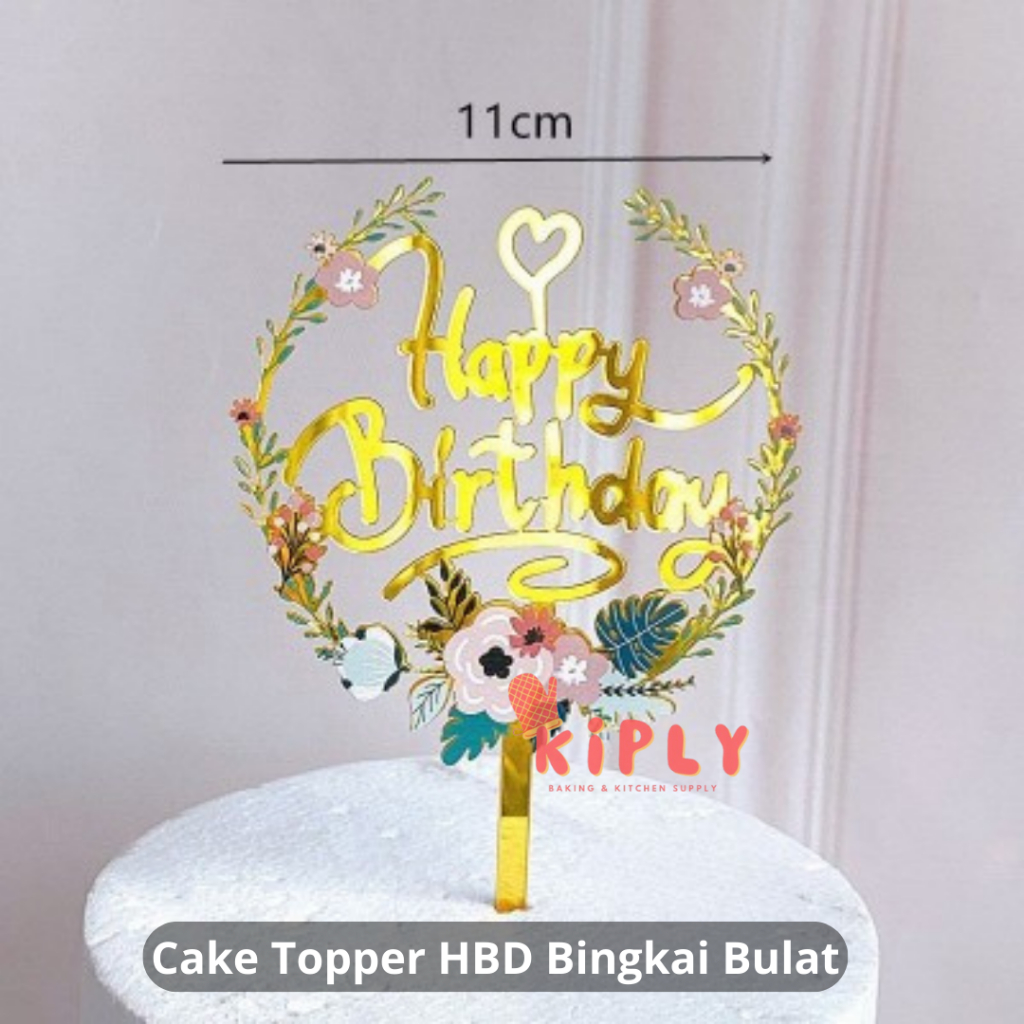 Jual Cake Topper HBD Bingkai Bulat/Topper Kue Desain Ulang Tahun ...