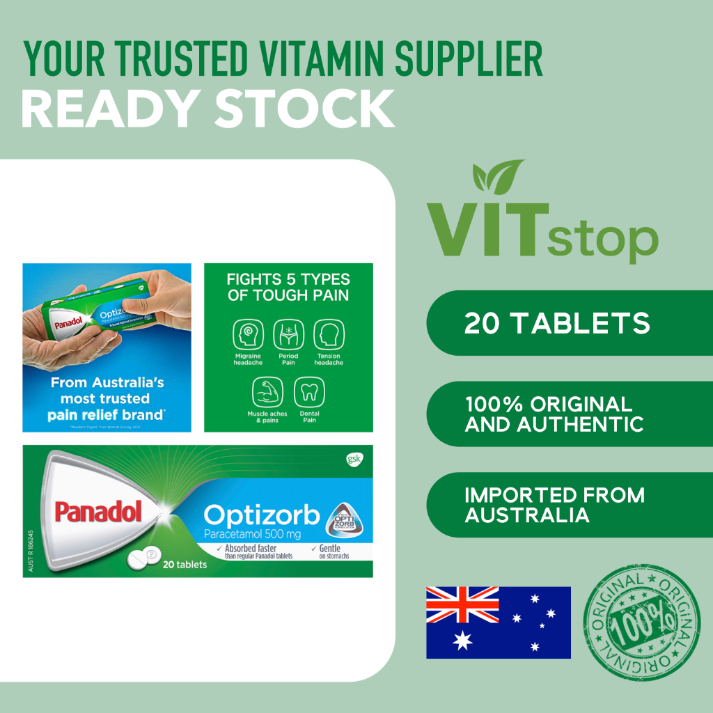 Jual Panadol Australia Optizorb 20 Tablets - Paracetamol 500mg | Shopee ...