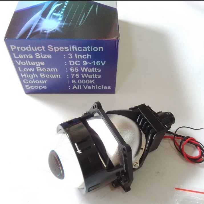 Jual lampu biled projector 3 inchi vinyx P65 gen 2 cuttoff flat 75 Watt ...