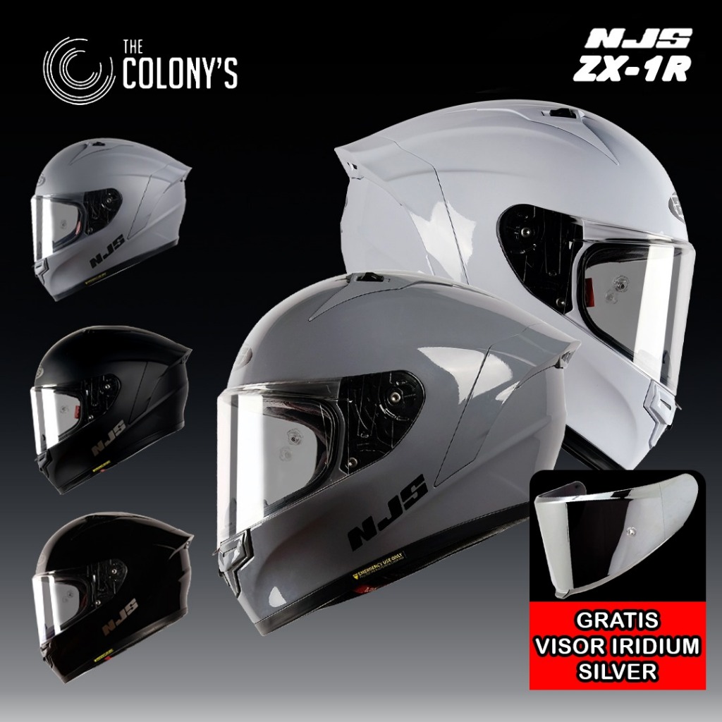 Jual HELM NJS ZX1R SOLID BLACK GLOSSY| HELM NJS ZX-1R TERBARU ORIGINAL ...