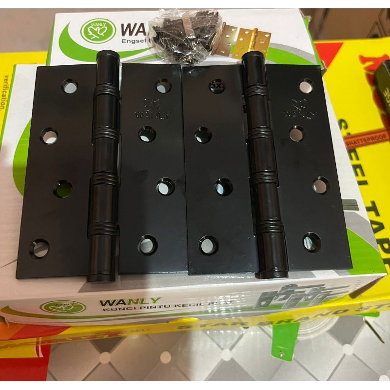Jual ENGSEL BESI HITAM 4" PINTU JENDELA FREE SEKRUP SEPASANG ENGSEL ...