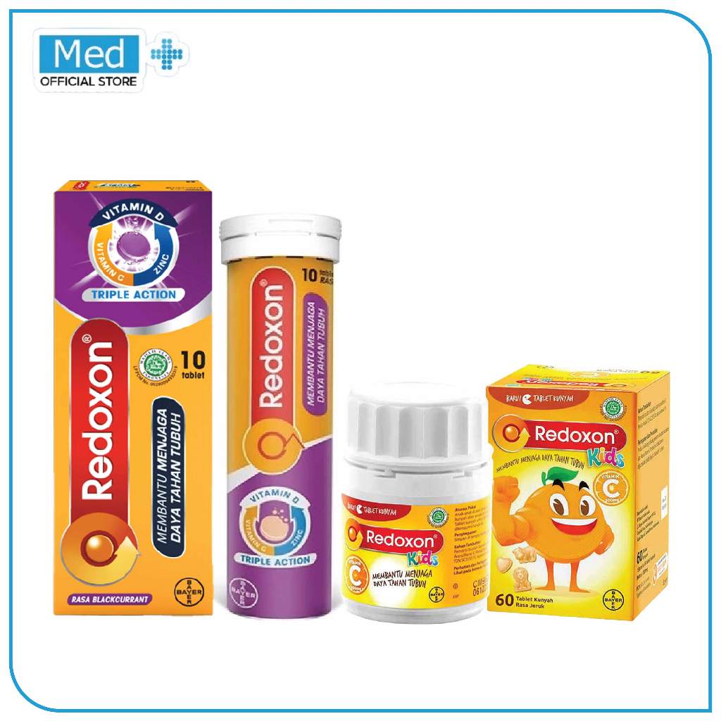 Jual Med+ Redoxon Vitamin C, D & Zinc Rasa Jeruk 1 Box Isi 10 Tabet ...