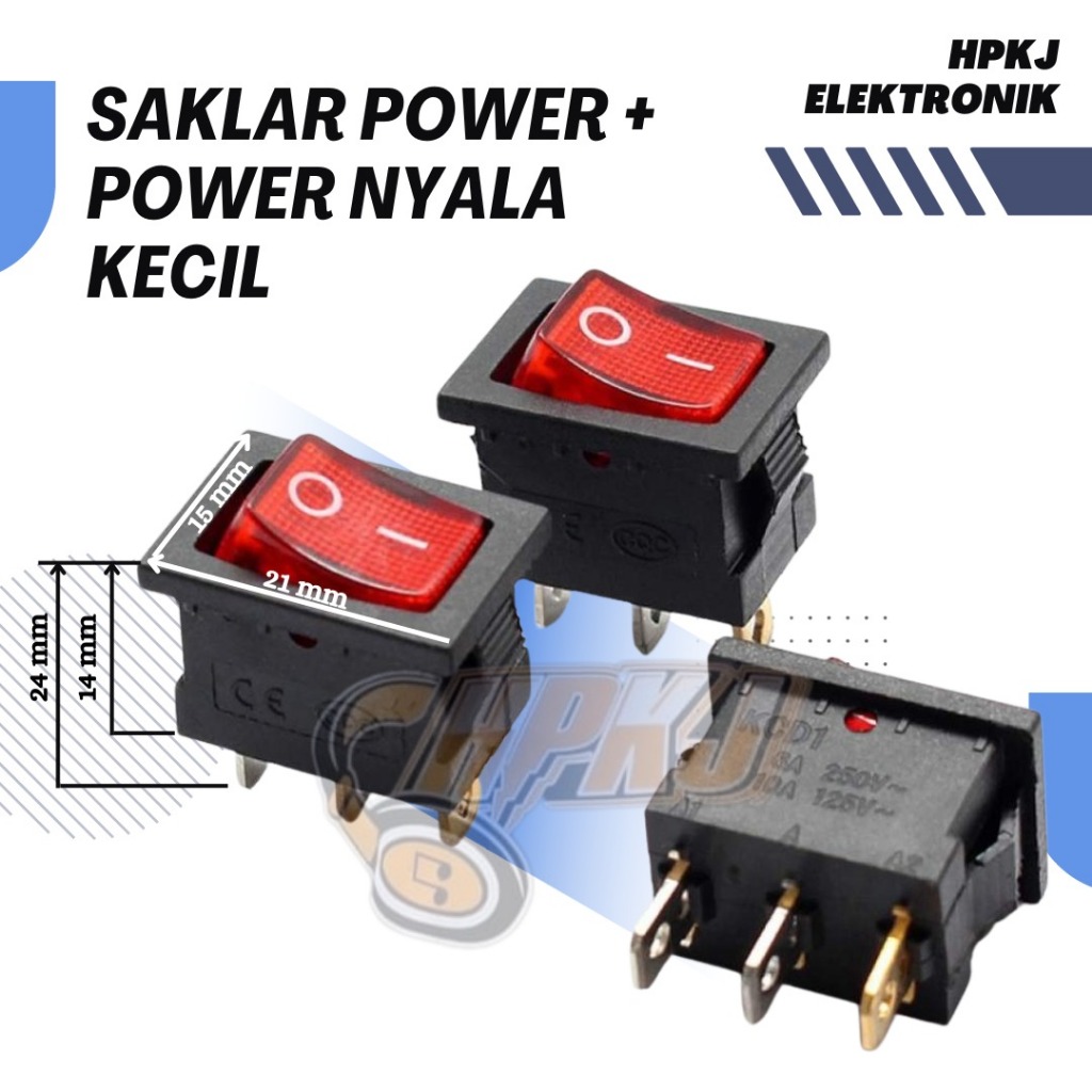 Jual ( 5PCS )Saklar Switch ON OFF KOTAK Kecil 3 PIN + Lampu Merah ...