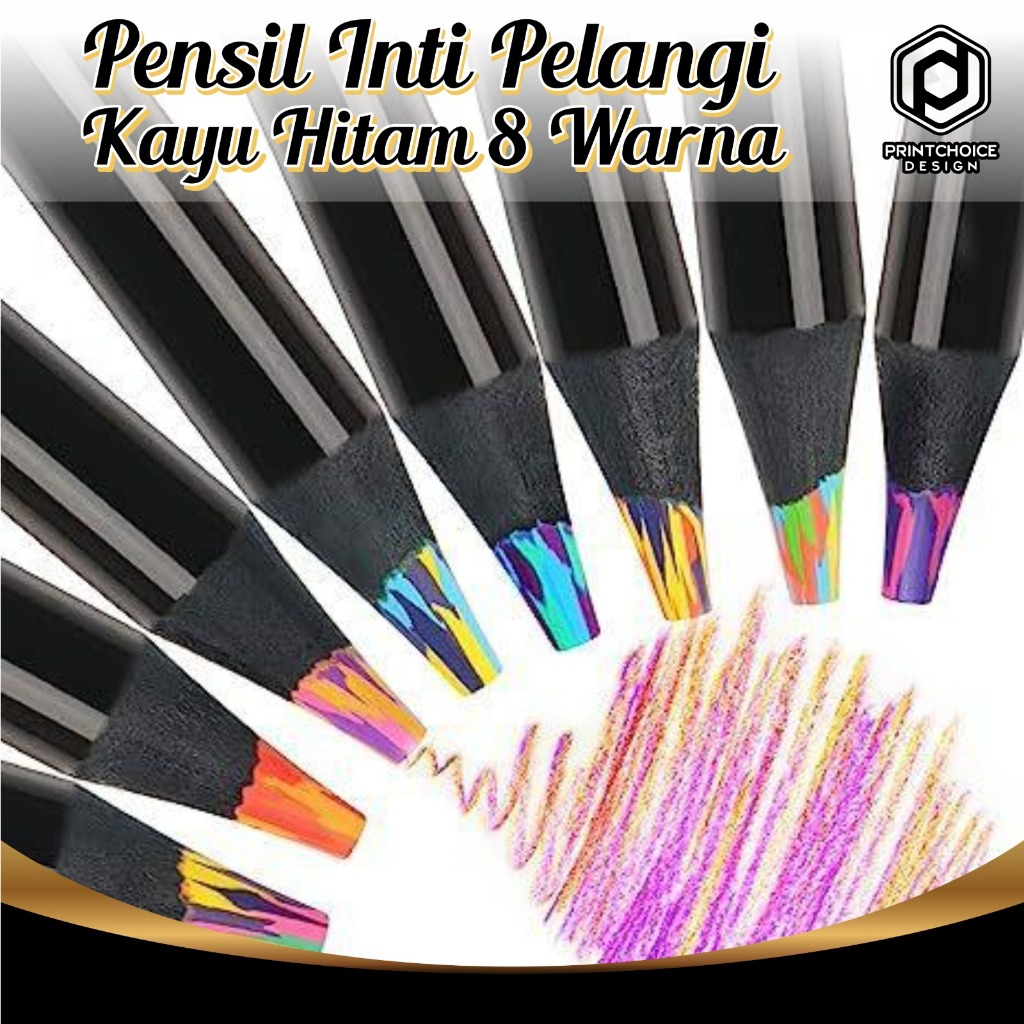 Jual Pensil Inti Pelangi Kayu Hitam Pensil Warna Rainbow 7 Warna ...