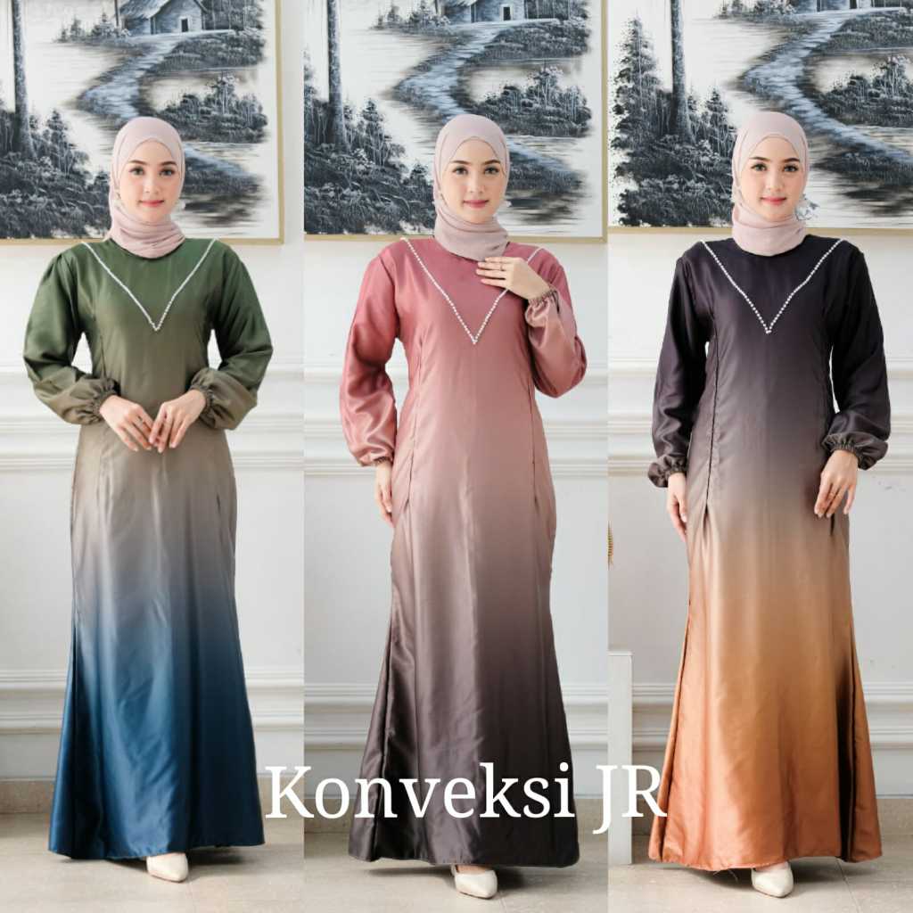 Jual Andin Dress Kondangan Satin Silk Gradasi Terbaru - Dress ...
