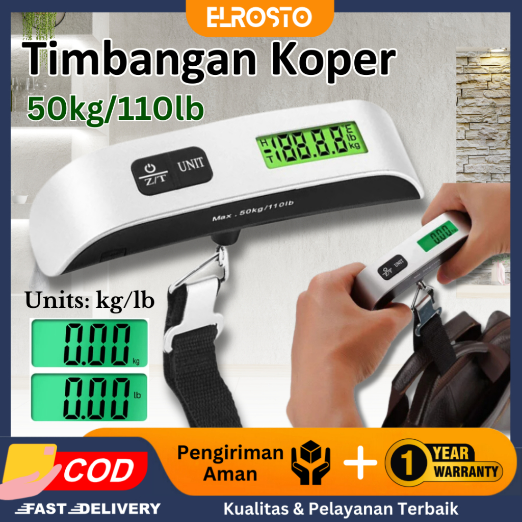 Jual ELROSTO Kogasi Lugage Scale Timbangan Koper Tas Digital Gantung ...
