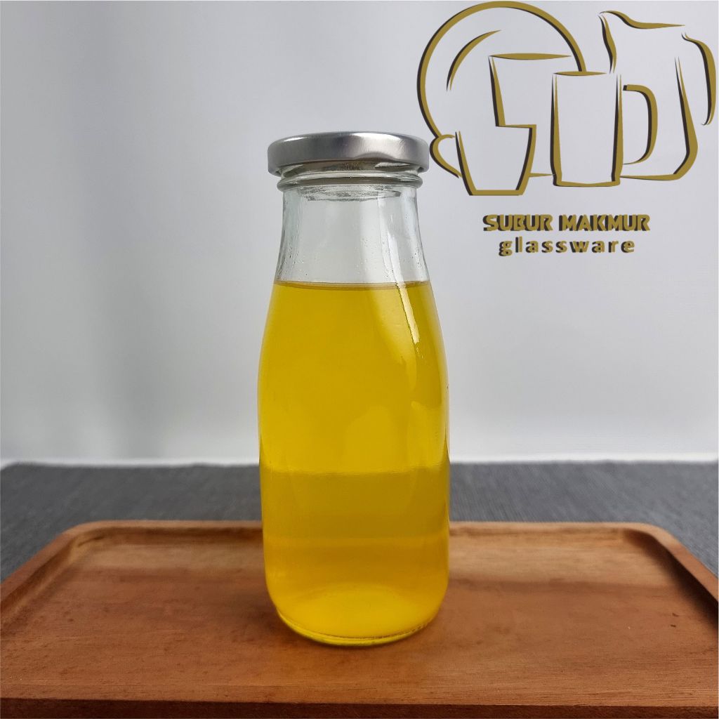 Jual [1 Pcs] Botol Kaca 300ml Persegi Tutup Stainless. Susu / Milk ...